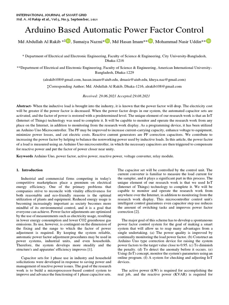Arduino Based Automatic Power Factor Con | PDF | Capacitor | Ac Power