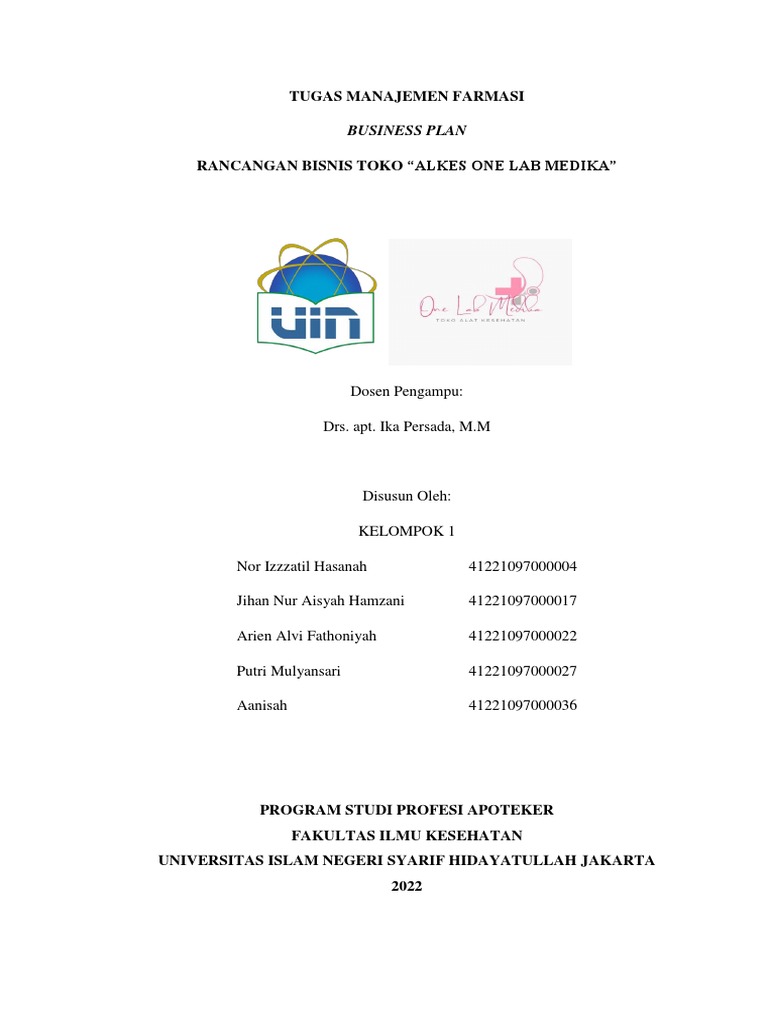 Rancangan Bisnis Plan Alkes One Lab Medika | PDF