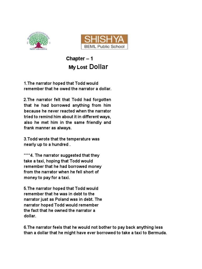 My Lost Dollar: A Humorous Reflection | PDF | General Fiction