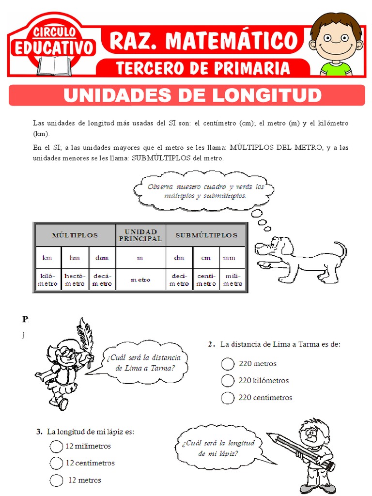 Ejercicios de Longitud para Tercer Grado | PDF | Longitud | Notación
