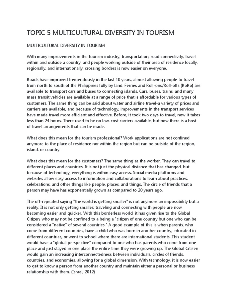 Topic 5 Multicultural Diversity in Tourism | PDF | Tourism | Communication