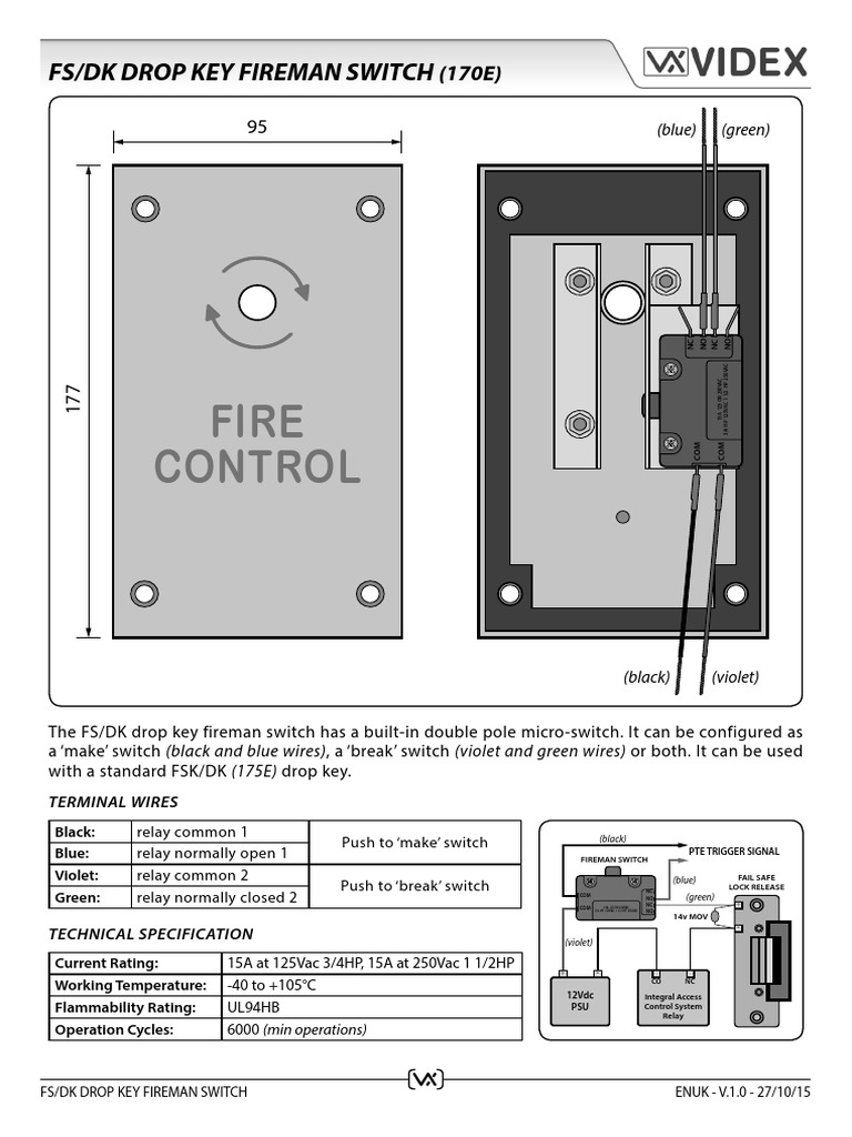 Drop Key Fireman Switch Instructions | PDF | Switch | Relay