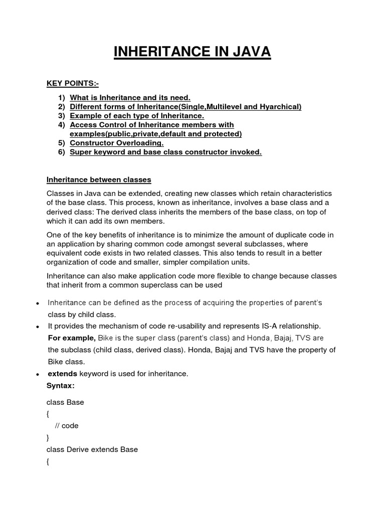 Class9 (Inheritance in Java) | PDF | Inheritance (Object Oriented ...