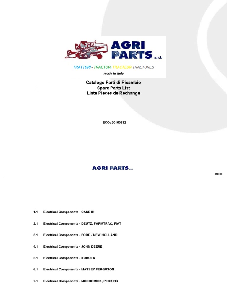 A Comprehensive Catalog of Agricultural Equipment Spare Parts Including ...