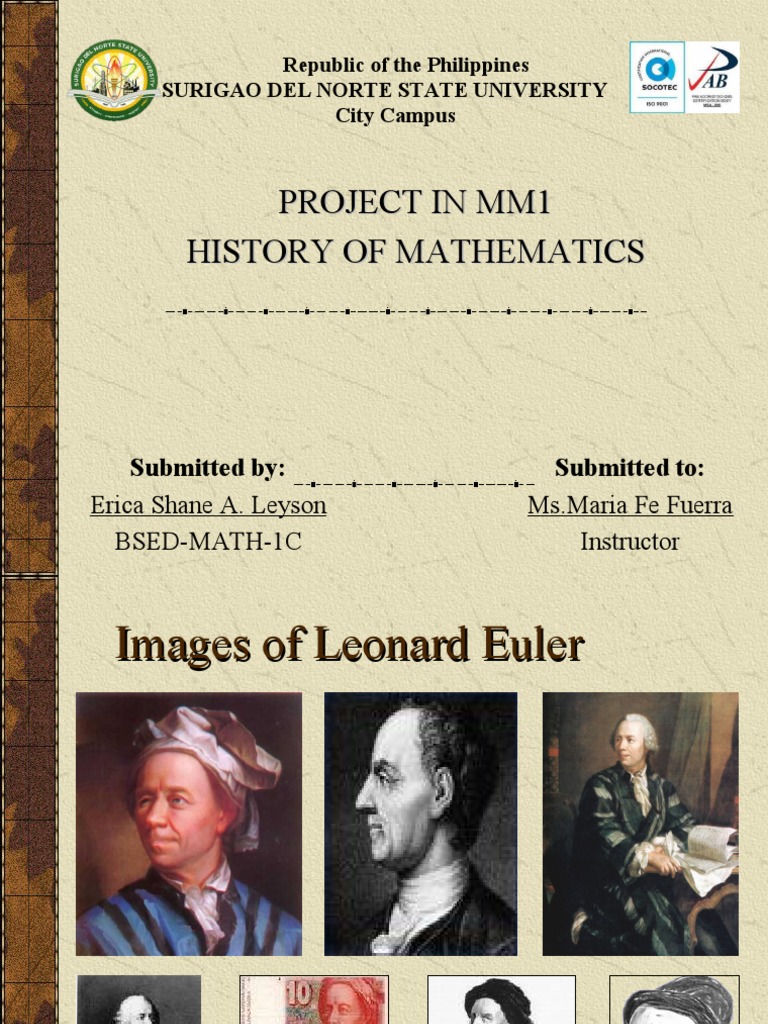 History of Mathematics-Euler's | PDF | Leonhard Euler | Teaching ...