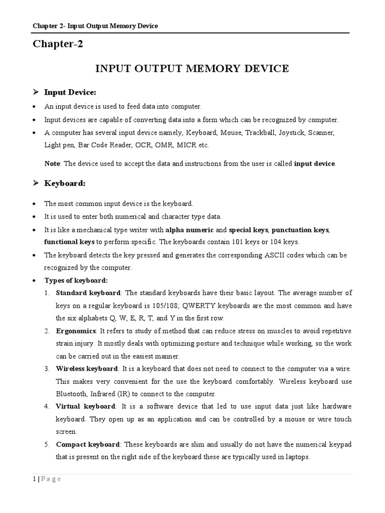 Chapter 2 Input Output Memory Device | PDF Chapter 2 Input Output Memory Device | PDF