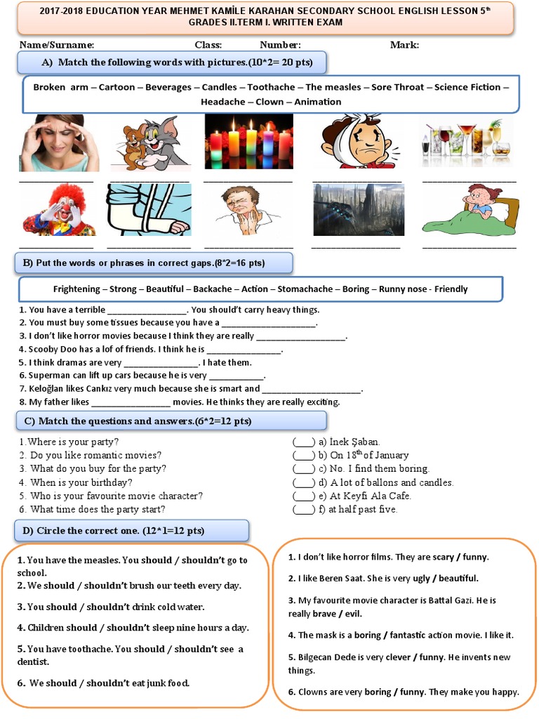 Secondary School English Exam Questions and Answers | PDF