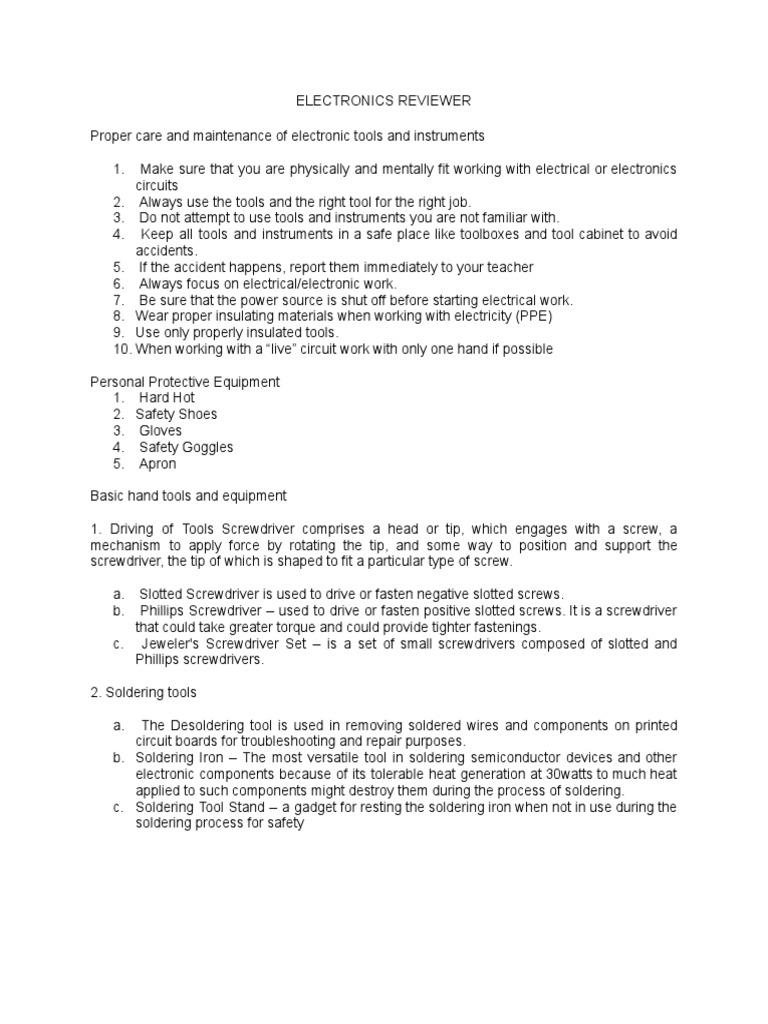 Electronics Reviewer | Download Free PDF | Soldering | Technical Drawing