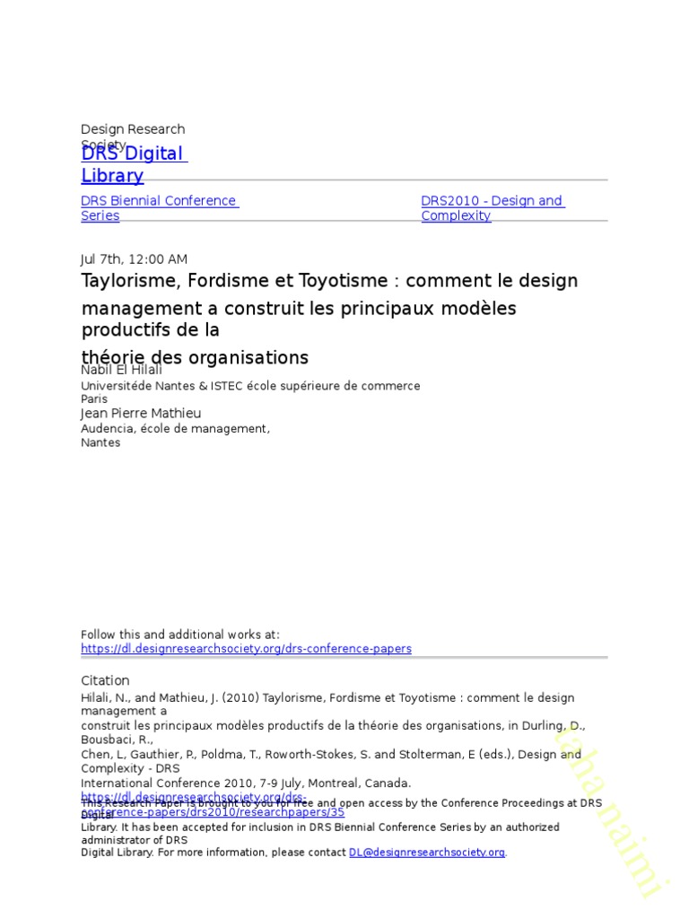 Taylorisme Fordisme Et Toyotisme | PDF | Conception | Commercialisation