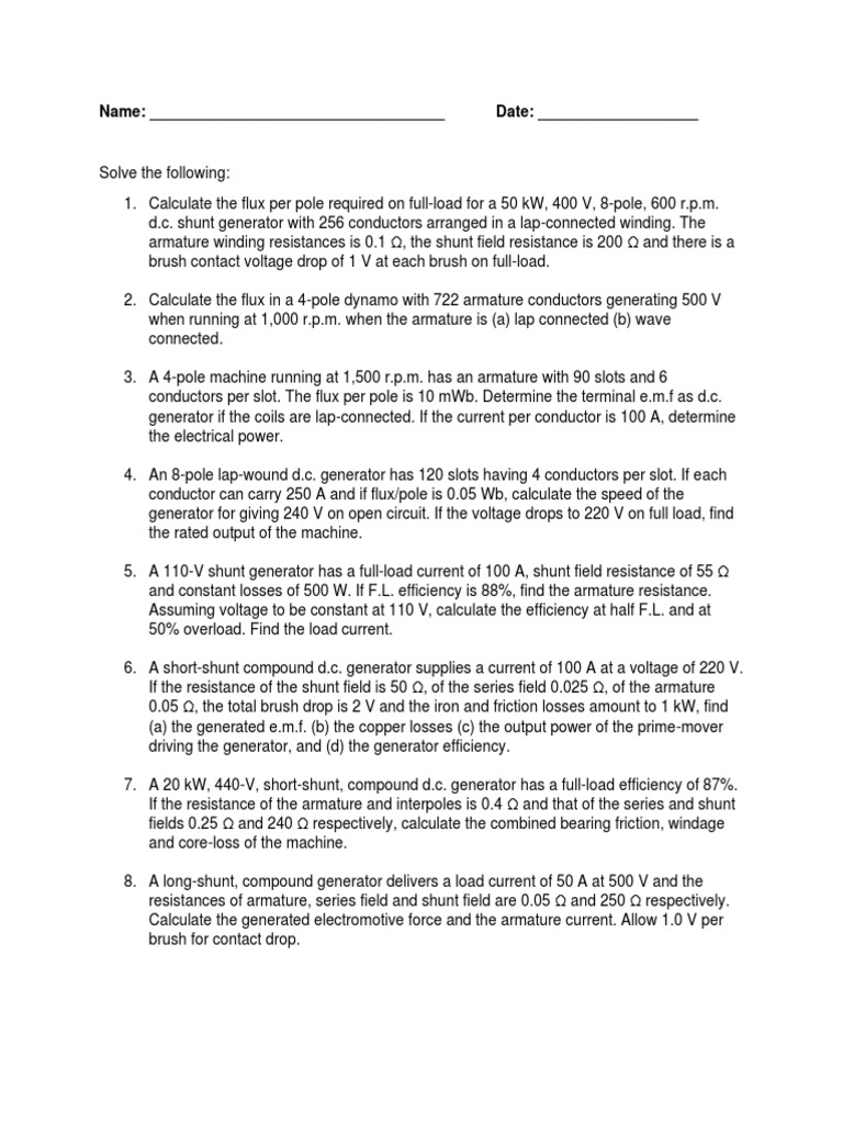Assignment 2 EE313 | PDF | Electric Generator | Physical Quantities