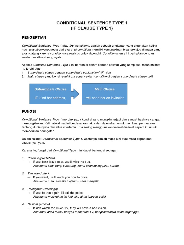 Pengertian dan Contoh If Clause Type 1 | PDF