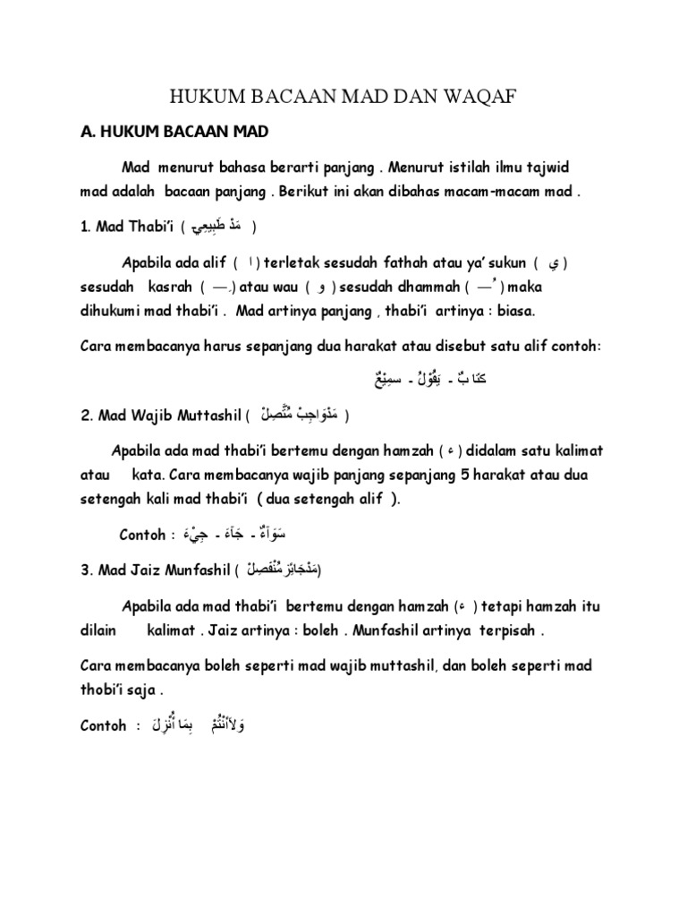 Panduan Hukum Mad dan Waqaf | PDF | Seni & Disiplin Bahasa