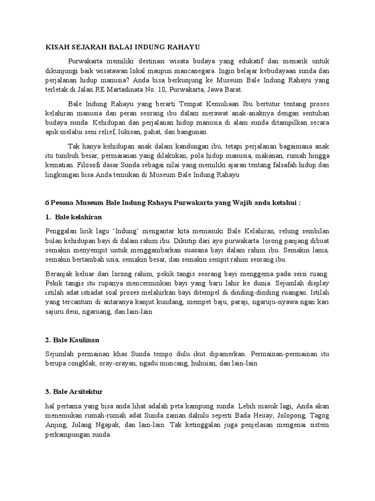 Kisah Sejarah Balai Indung Rahayu | PDF | Ilmu Sosial