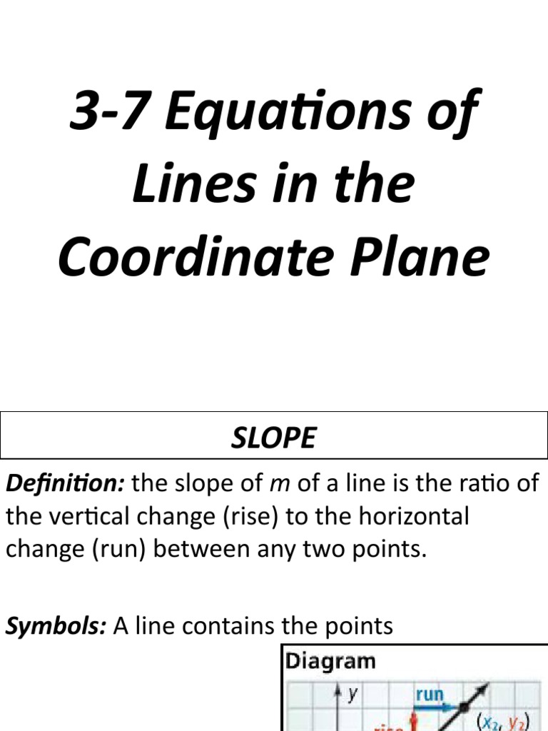 3-7 Equations of Lines in The Coordinate Plane | PDF | Teaching Methods ...