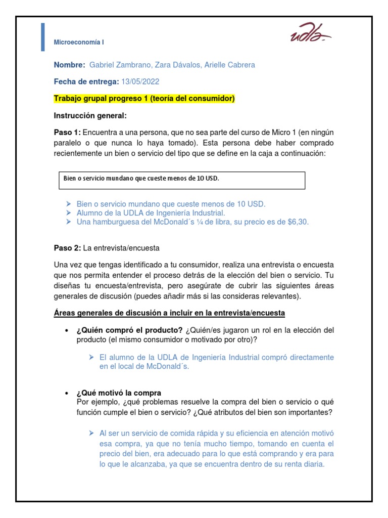 Trabajo Grupal Progreso 1 | PDF | Microeconomía | Mc Donald's
