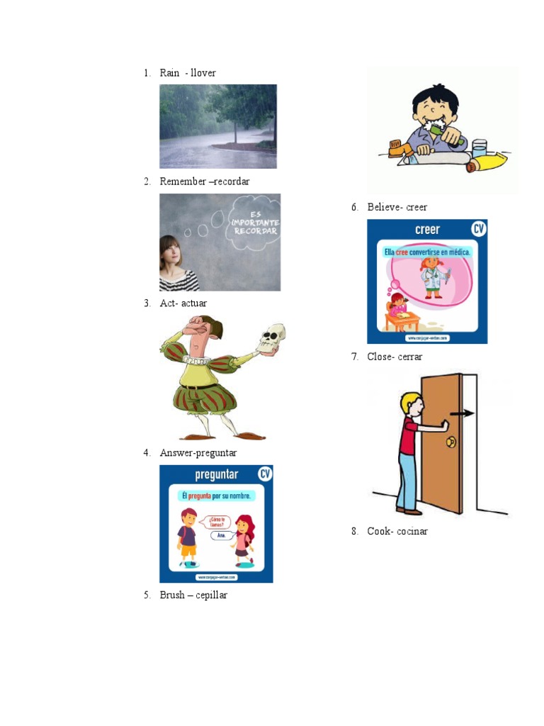 25 Verbos en Ingles y Español | PDF | Arte