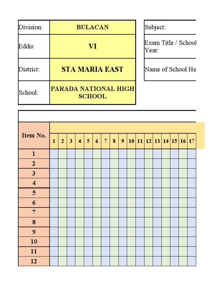 Parada National High School Grade 7 First Quarterly Exam Pilot Testing ...