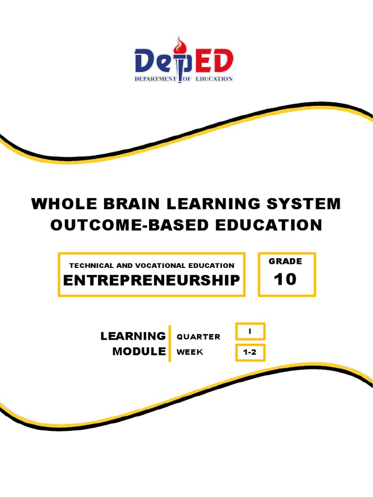 Grade 10 ENTREPRENEURSHIP Q1WK1 2 1 | PDF | Expense | Business