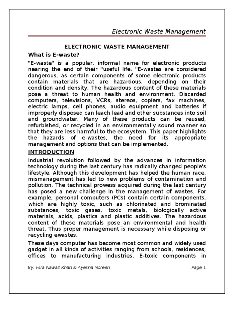 E-Waste Management: Hazards and Solutions | PDF | Waste Management | Waste