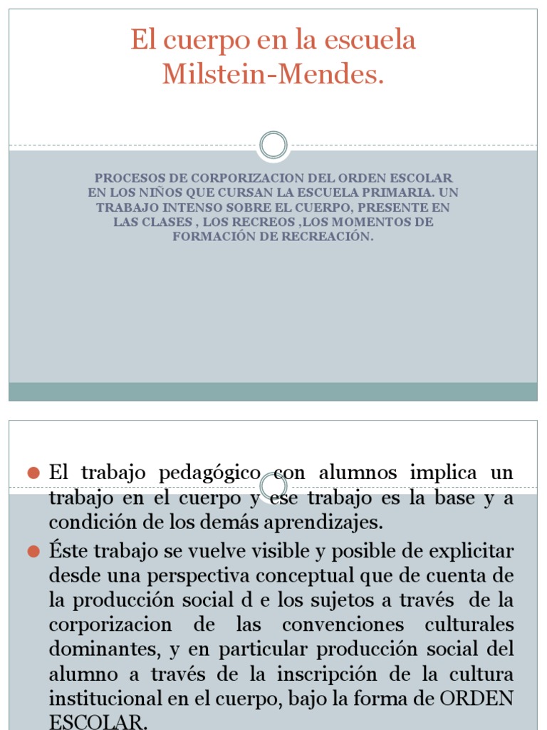 El Cuerpo en La Escuela. P.point | PDF | Cognición | Ciencia cognitiva
