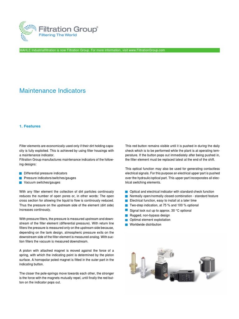 Maintenance Indicators | PDF | Switch | Filtration