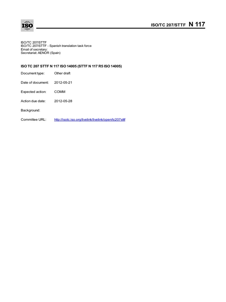 Iso-Tc207-Sttf N0117 Iso TC 207 STTF N 117 Iso 14005 STTF N | PDF | Organización internacional ...