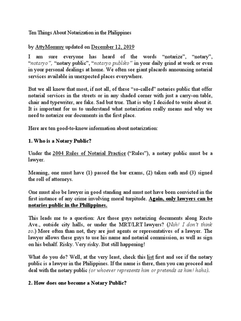 Understanding Notarization in the Philippines | PDF | Notary Public ...