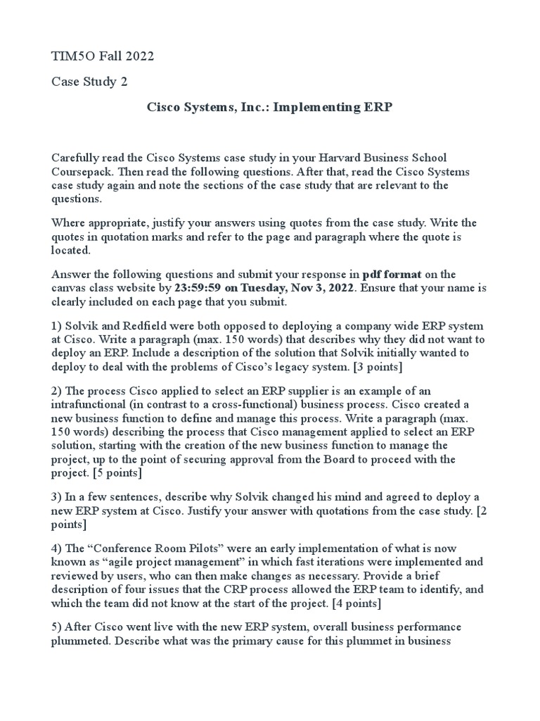 Case Study 2 | PDF | Enterprise Resource Planning | Systems Engineering