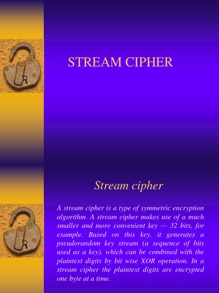 Stream Cipher | PDF | Encryption | Cryptography Stream Cipher | PDF | Encryption | Cryptography