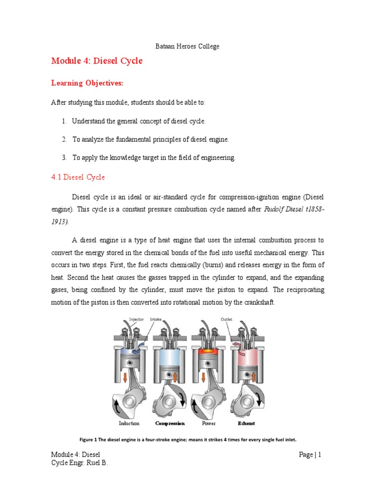 Module 4 Diesel Cycle | PDF | Internal Combustion Engine | Diesel Engine