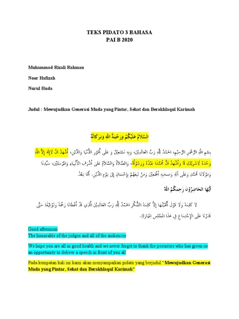 Pidato 3 Bahasa | PDF