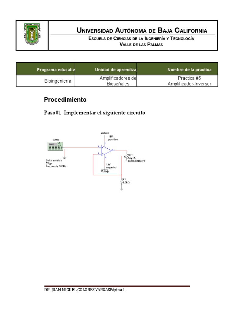 Reporte. Practica5 AmplificadoresBiosenales2018 - 2 | PDF | Amplificador | Electrónica