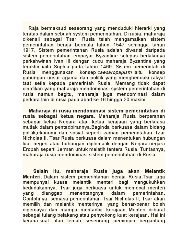 Dominasi Raja Di Rusia | PDF | Politik | Perjalanan
