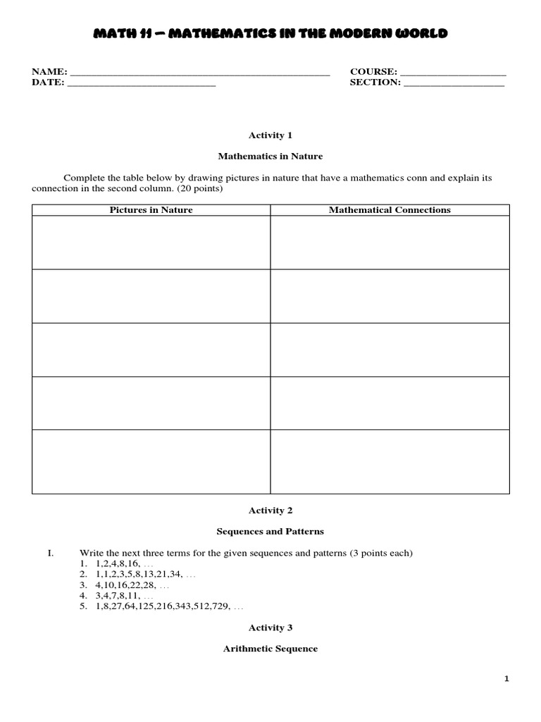 Chapter 1 Nature of Mathematics | PDF | Mean | Mathematics