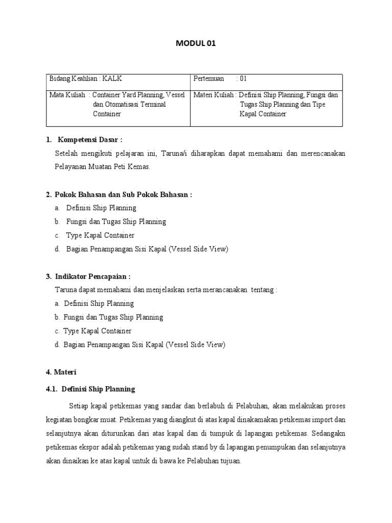 Modul 1-7 Yard & Vessel Planning Modul | PDF | Bisnis