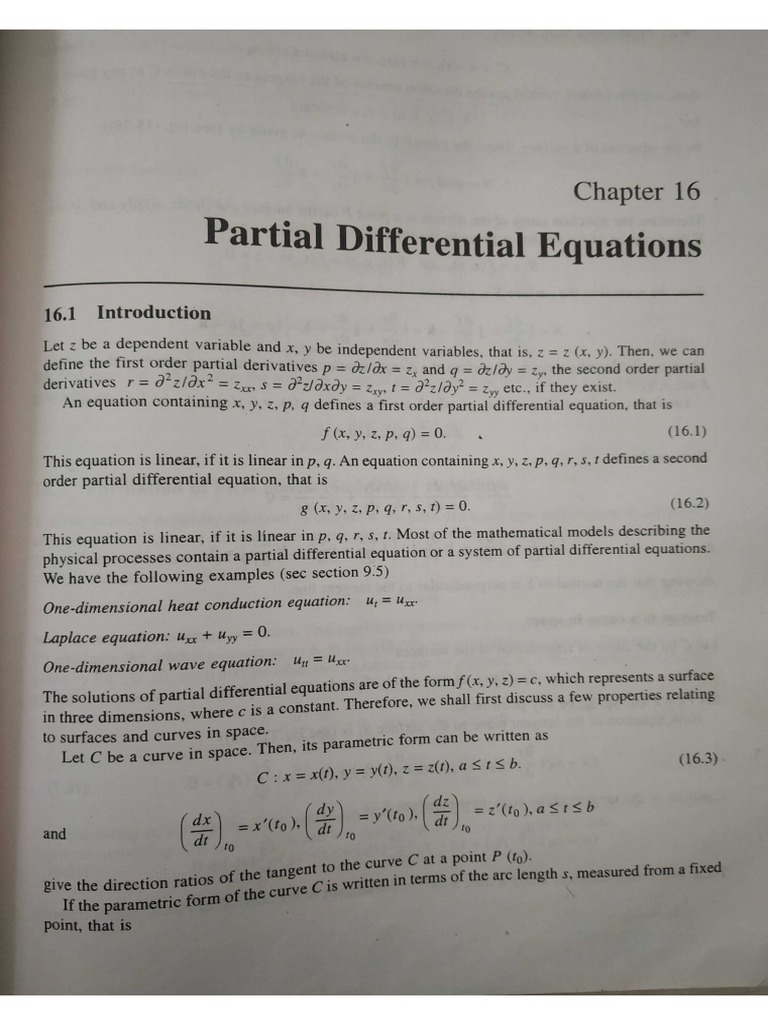 R.K Jain Topic of Partial Differential Equations Unit 4 MTH166 From Chapter 9 and 16 | PDF