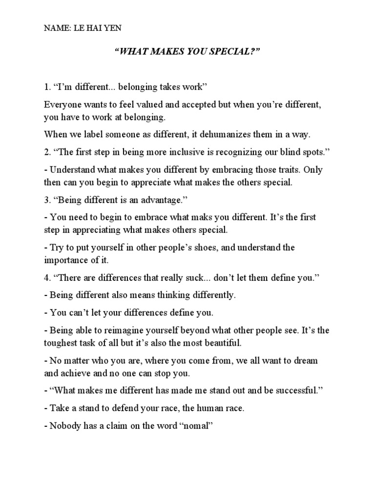 What Makes You Special (TEDTALK) - LHY - 210821 - FINAL | PDF