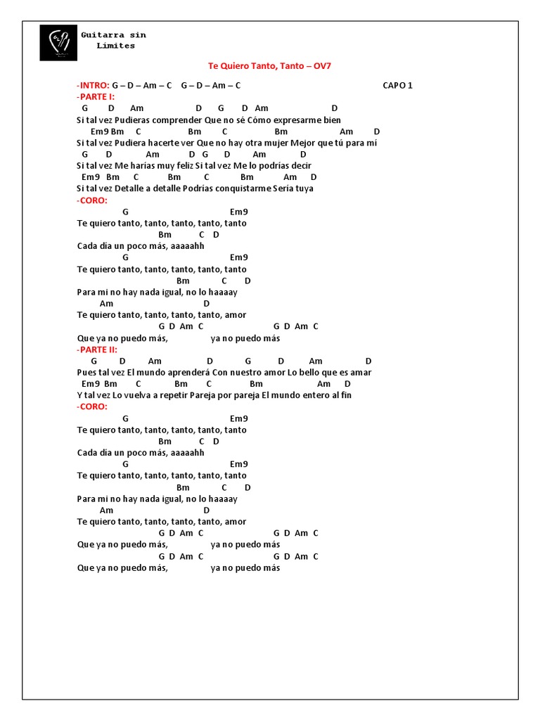 Acordes de "Te Quiero Tanto" - OV7 | PDF