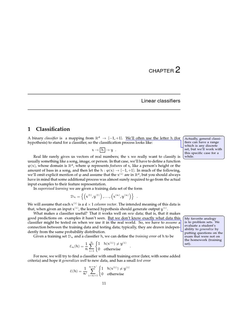Chapter 2 Linear Classifiers Pdf Statistical Classification