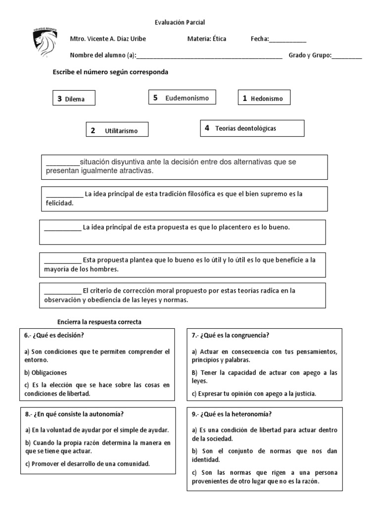 Evaluación Segundo Parcial Etica | PDF | Etica Aplicada | Instituciones sociales