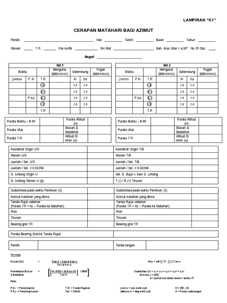 Borang Cerapan Matahari | PDF