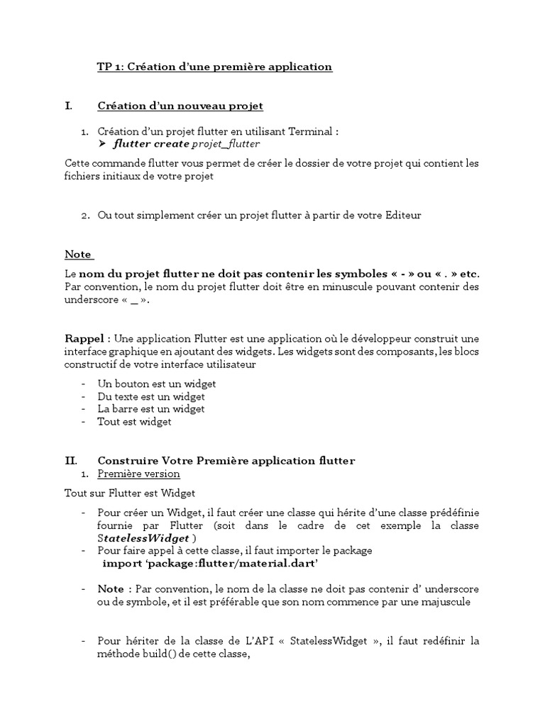 TP 1 - Flutter Premiere Application | PDF | Logiciel | Informatique