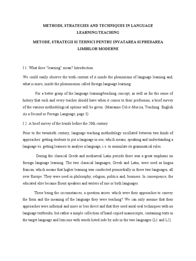 Metode Strategii Si Tehnici Pentru Invatarea Si Predarea Limbilor ...