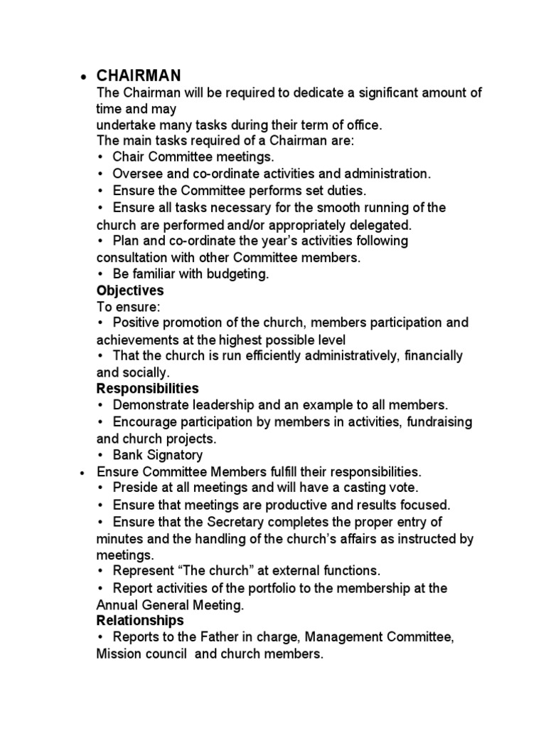 Committee Roles Pdf Committee Budget