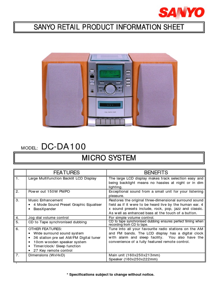 Sanyo Dc-Da100 SM | PDF