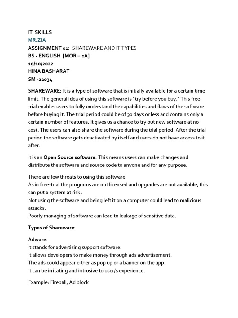 Shareware and It's Types. | PDF | Information Technology | Software