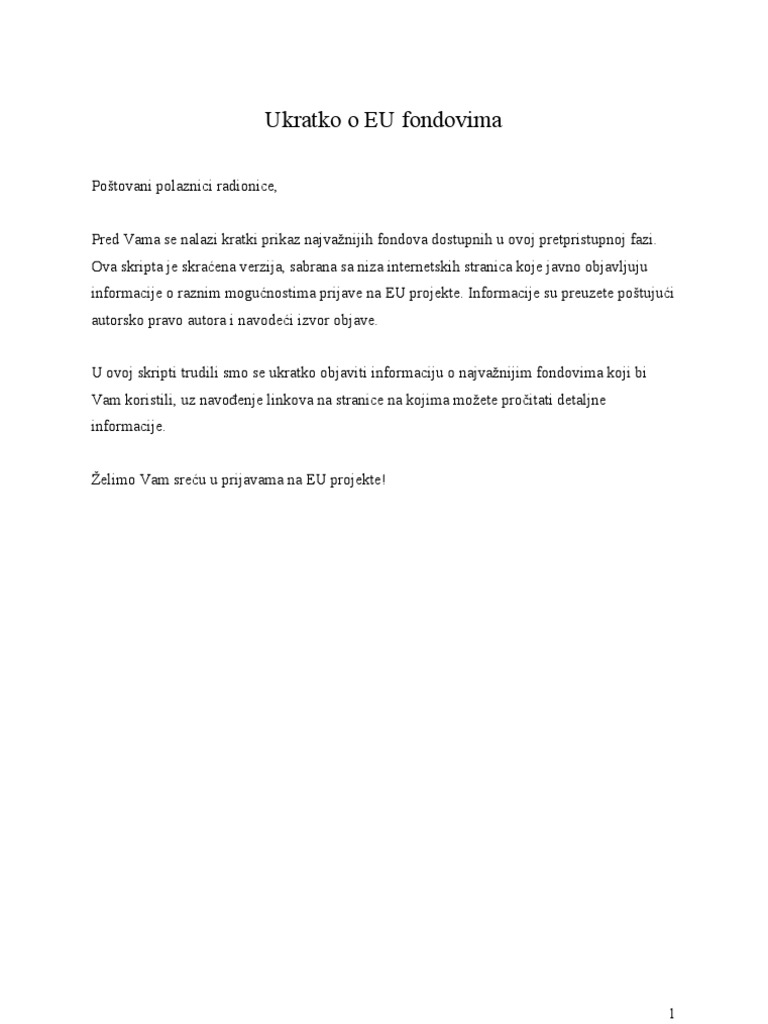 Skripta Eu Fondovi | PDF