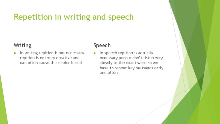 Repetition in Writing and Speech | PDF