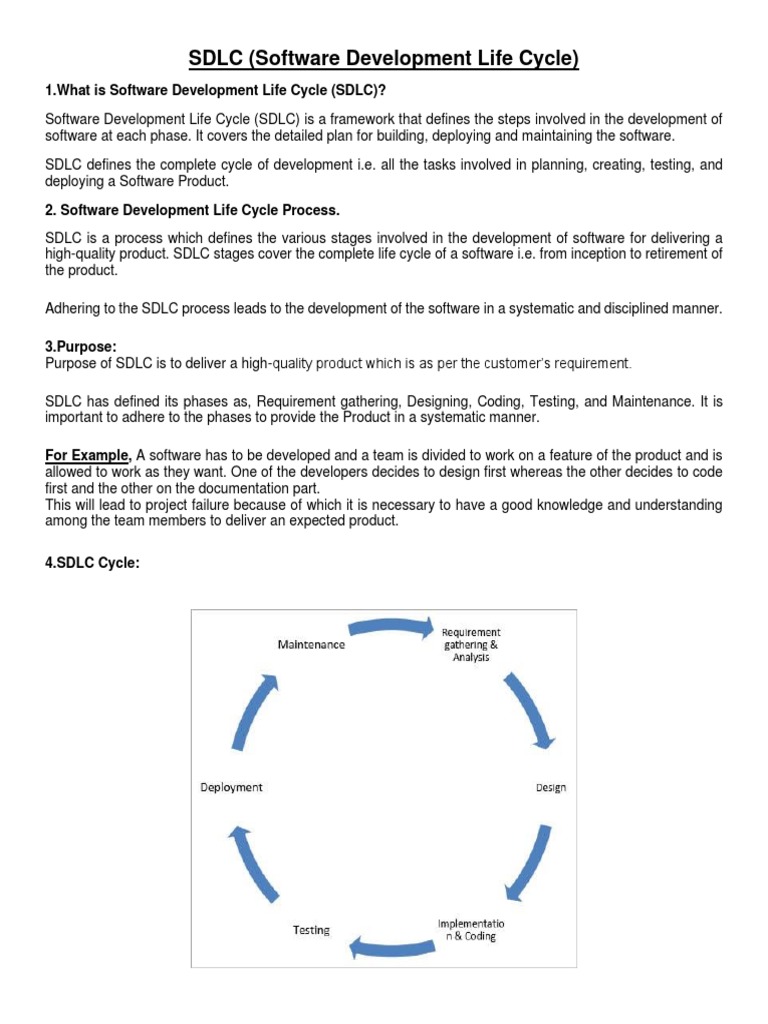 1 What Is Software Development Life Cycle Sdlc Pdf Software