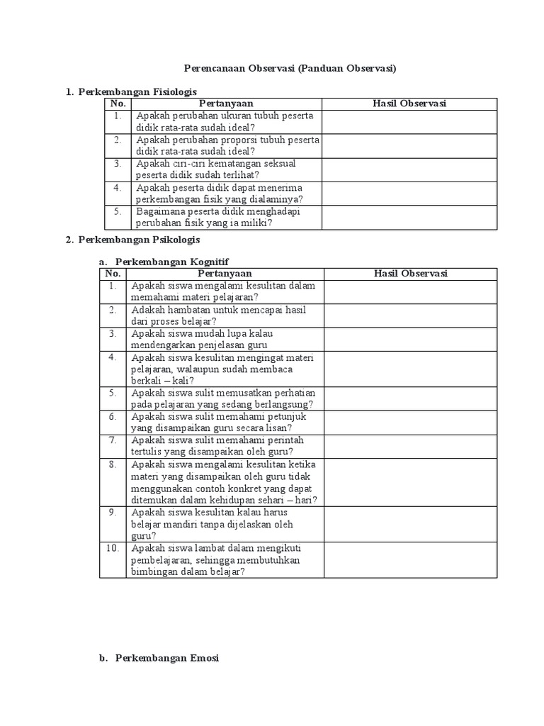Perencanaan Observasi | PDF